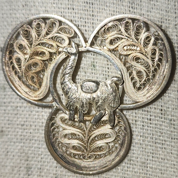 Jewelry | 925 Silver Vintage Filigree Alpaca Brooch | Poshmark